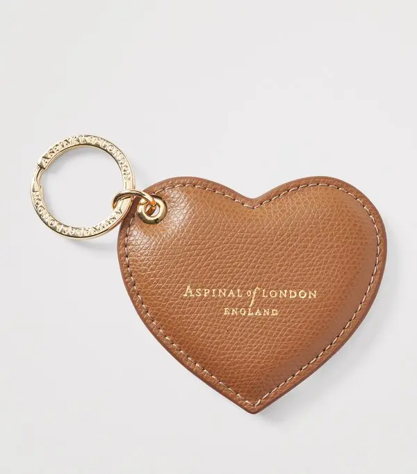 ASPINAL OF LONDON Leather Heart Keyring - Brown