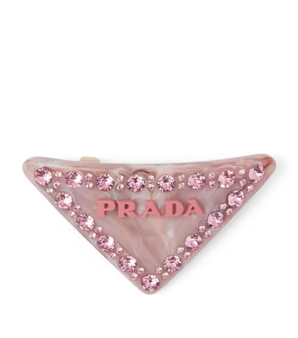 Prada Embellished Triangle Hair Clip - Pink