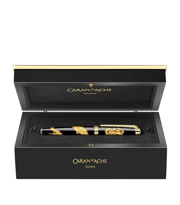 CARAN D'ACHE Straw Marquetry Dragon Fountain Pen - Black