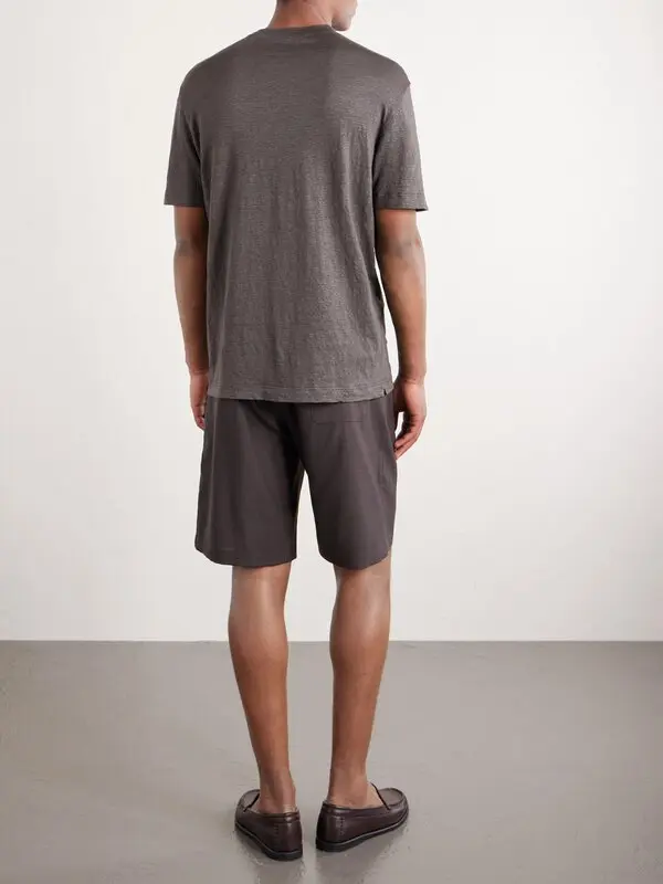 Thom Sweeney Linen-blend T-shirt - Brown