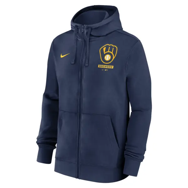 Nike Milwaukee Brewers Mlb Full-zip Hoodie - Blue