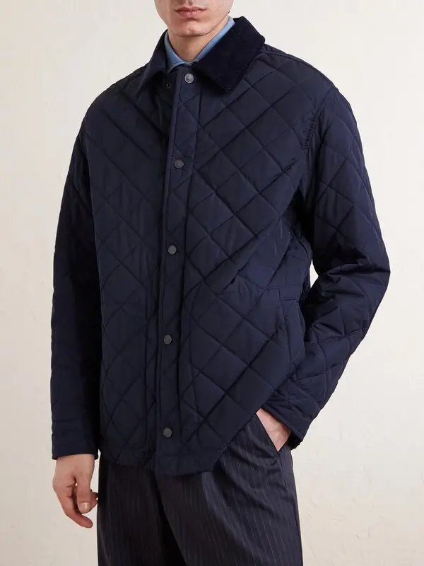Purdey Corduroy-trimmed Padded Quilted Jacket