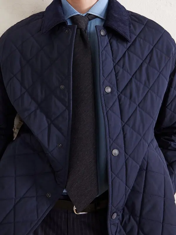 Purdey Corduroy-trimmed Padded Quilted Jacket