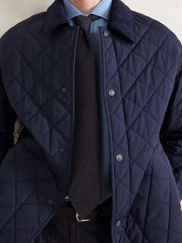 Purdey Corduroy-trimmed Padded Quilted Jacket