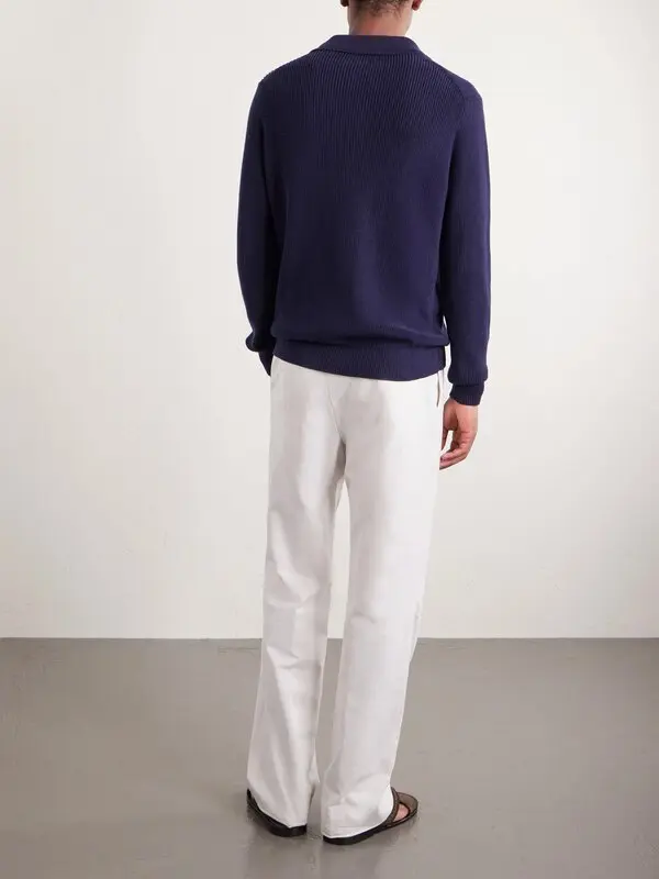 Thom Sweeney Cotton Polo Sweater - Blue