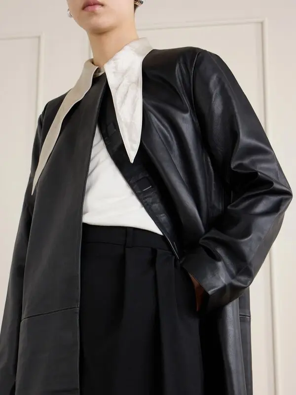 ST. AGNI Minimal Leather Coat