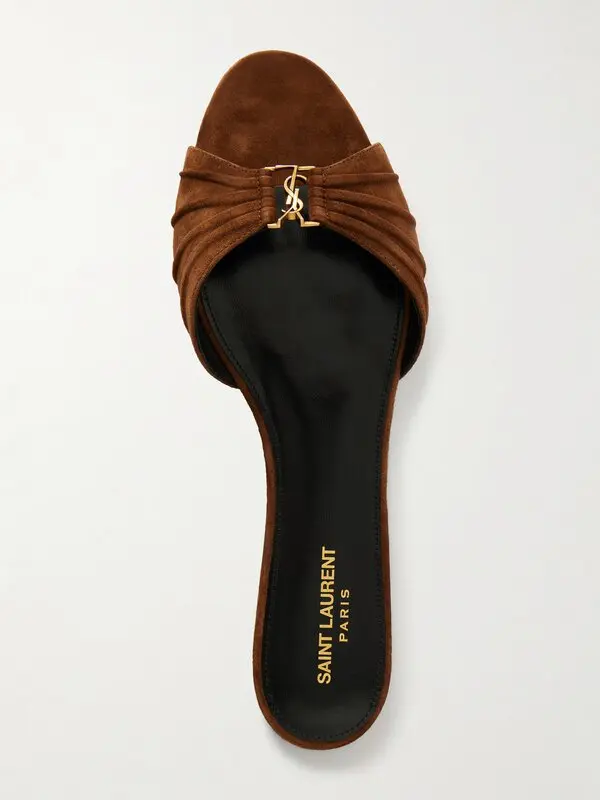 Saint Laurent Babylone Suede Sandals - Metallic