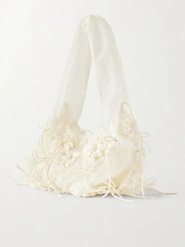 PAULINE DUJANCOURT Diamond Lace-trimmed Crocheted Shoulder Bag