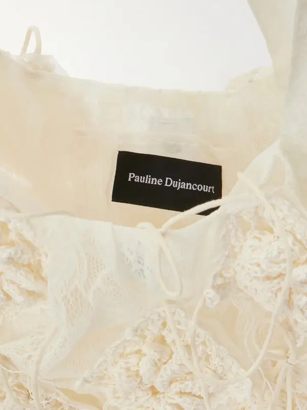 PAULINE DUJANCOURT Diamond Lace-trimmed Crocheted Shoulder Bag