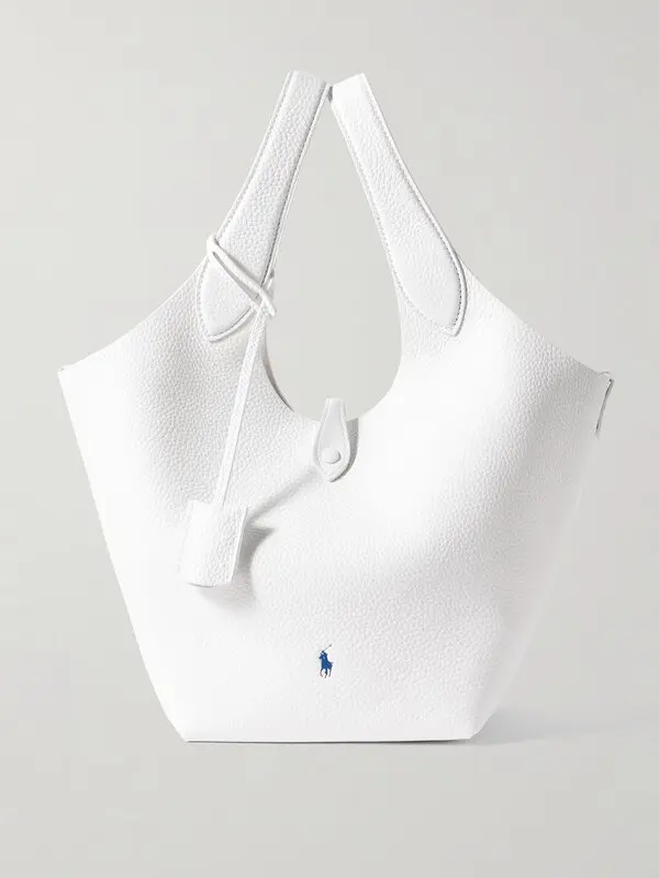 Polo Ralph Lauren Polo Play Medium Textured-leather Tote - White