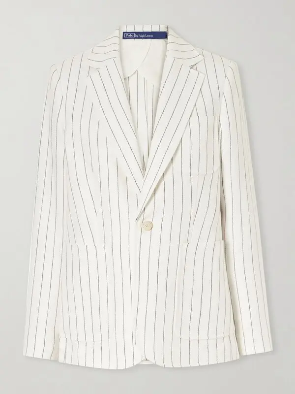 Polo Ralph Lauren Pinstriped Hemp Blazer - Neutrals