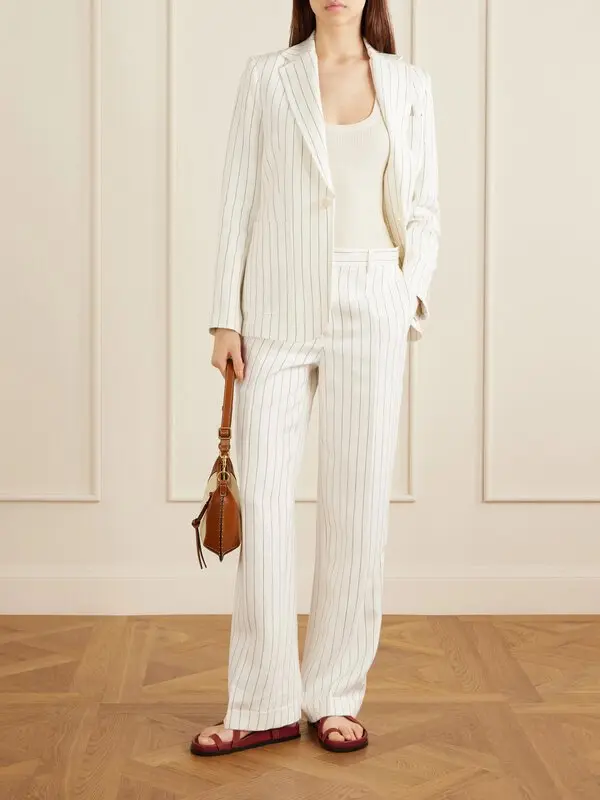Polo Ralph Lauren Pinstriped Hemp Blazer - Neutrals