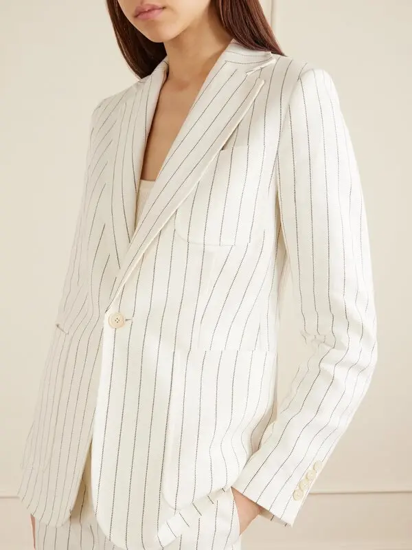 Polo Ralph Lauren Pinstriped Hemp Blazer - Neutrals