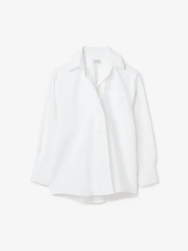 HOUSE OF DAGMAR Asymmetric Linen Shirt - White