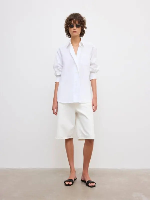 HOUSE OF DAGMAR Asymmetric Linen Blend Shirt - White