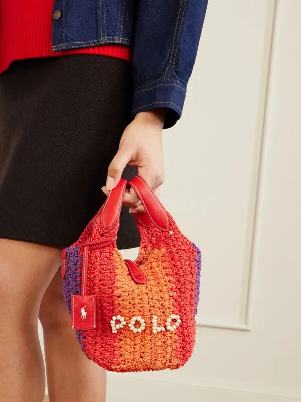 Polo Ralph Lauren Polo Play Small Leather-trimmed Crocheted Bucket Bag