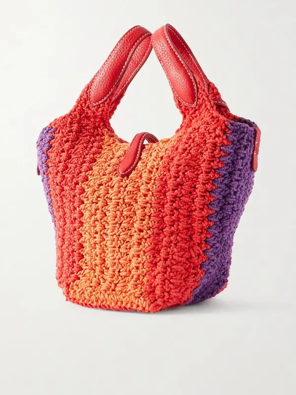 Polo Ralph Lauren Polo Play Small Leather-trimmed Crocheted Bucket Bag