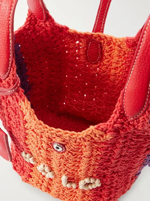 Polo Ralph Lauren Polo Play Small Leather-trimmed Crocheted Bucket Bag