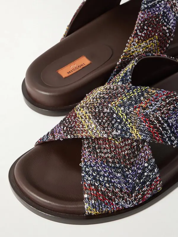 Missoni Viola Sequin-embellished Striped Sandals - Brown