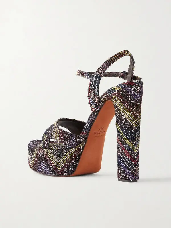 Missoni Angela Sequin-embellished Platform Sandals - Brown