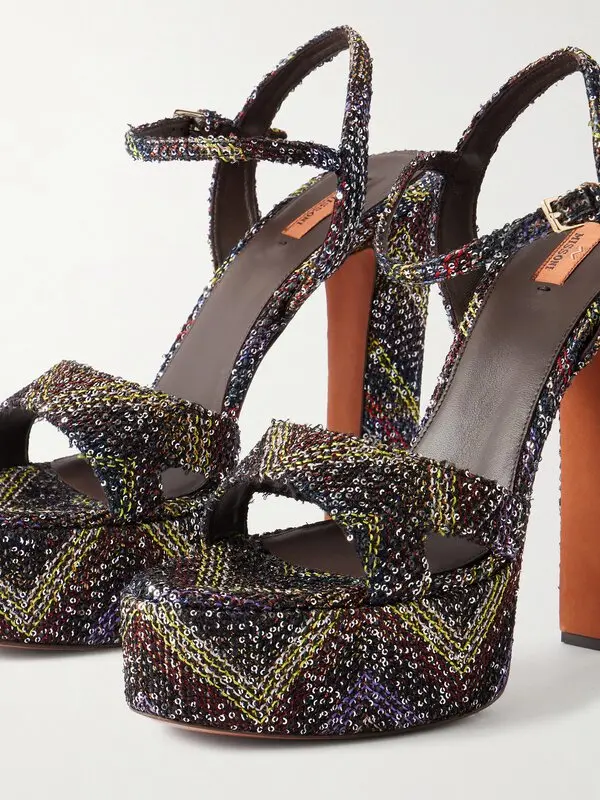 Missoni Angela Sequin-embellished Platform Sandals - Brown