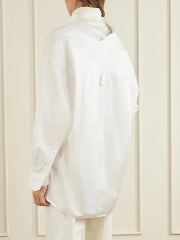 RÙADH The Dune Tie-detailed Cotton-sateen Shirt
