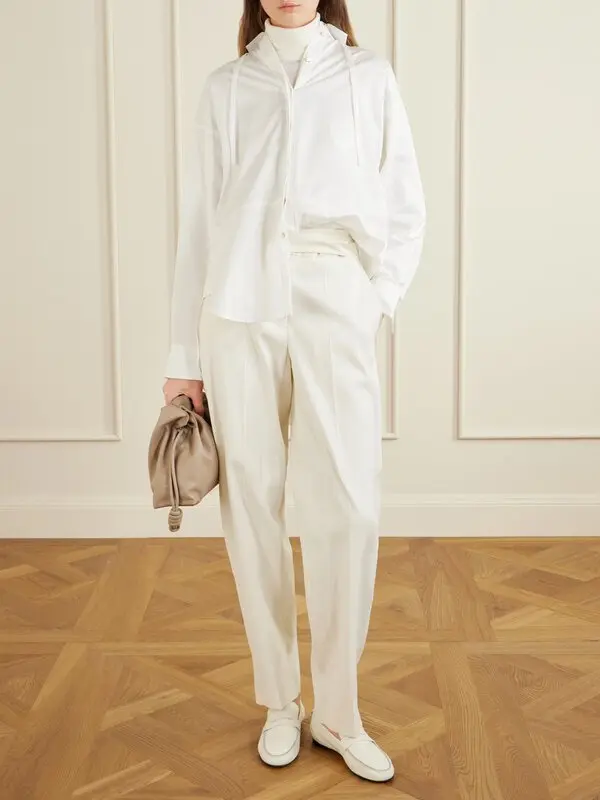 RÙADH The Dune Tie-detailed Cotton-sateen Shirt