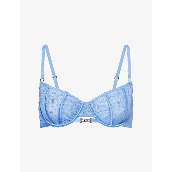 Lounge Flirt Balconette Lace Bra - Cornflower Blue