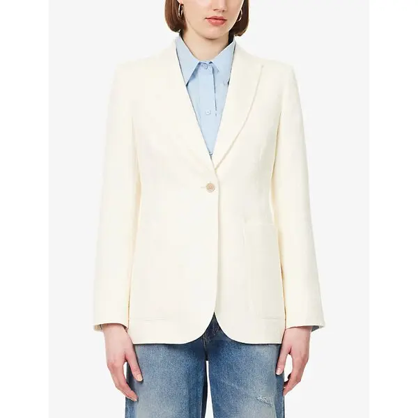 ME+EM Floral-jacquard Cotton-blend Blazer