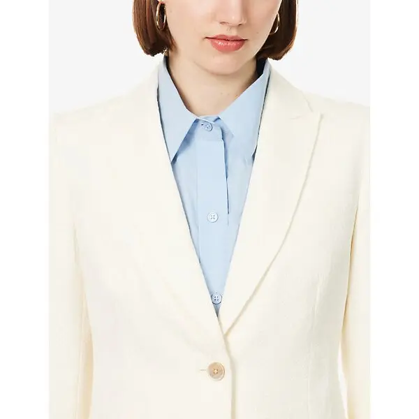 ME+EM Floral-jacquard Cotton-blend Blazer