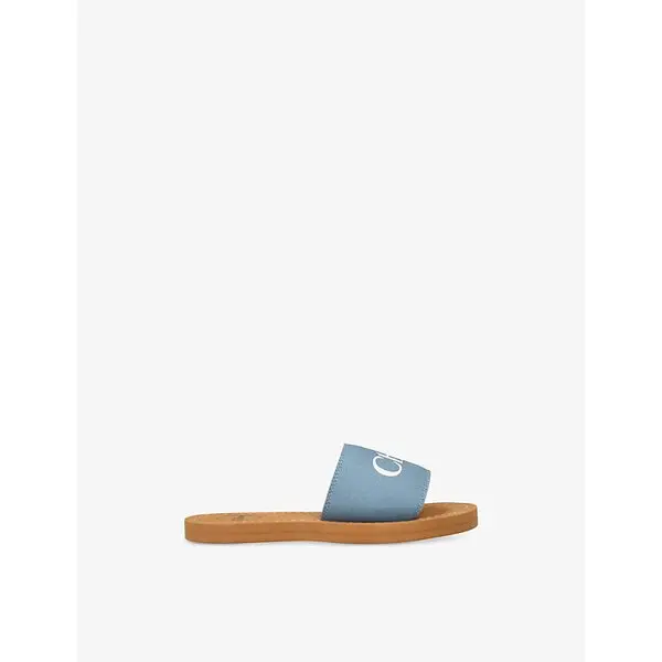 Chloé Logo-print Woven Slides - Blue