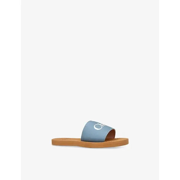 Chloé Logo-print Woven Slides - Blue