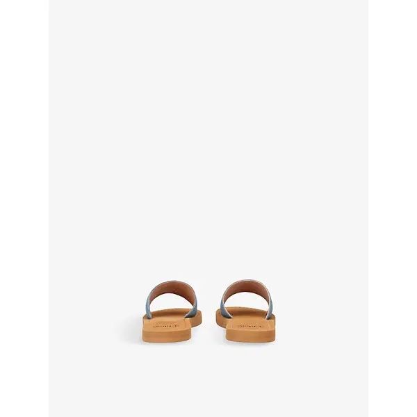 Chloé Logo-print Woven Slides - Blue