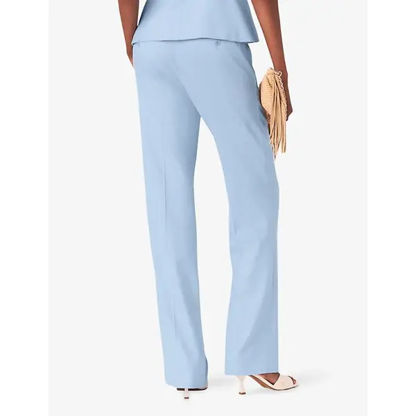 Maje Straight-leg Pleated Woven Trousers - Blue Sky