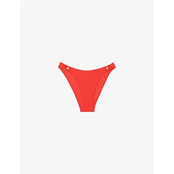 REISS Stud-embellished Bikini Bottom - Coral Orange