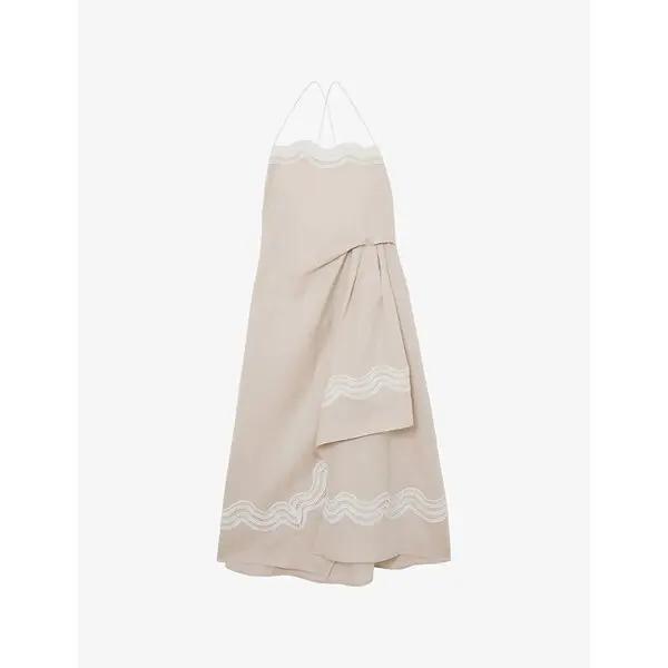 REISS Arla Lace-trim Linen Beach Midi Dress - Neutral