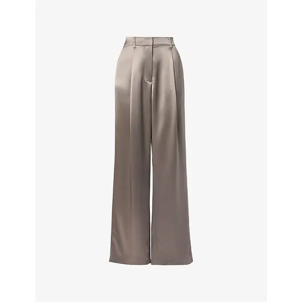MALINA Wide-leg Satin Trousers - Graphite
