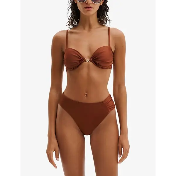 MALINA Tovere Draped Stretch-woven Bikini Top