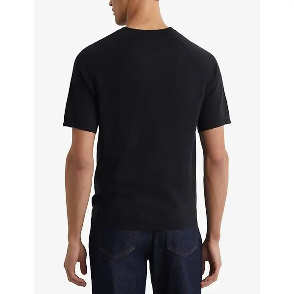 REISS Brook Raglan-sleeve Merino-wool T-shirt - Navy