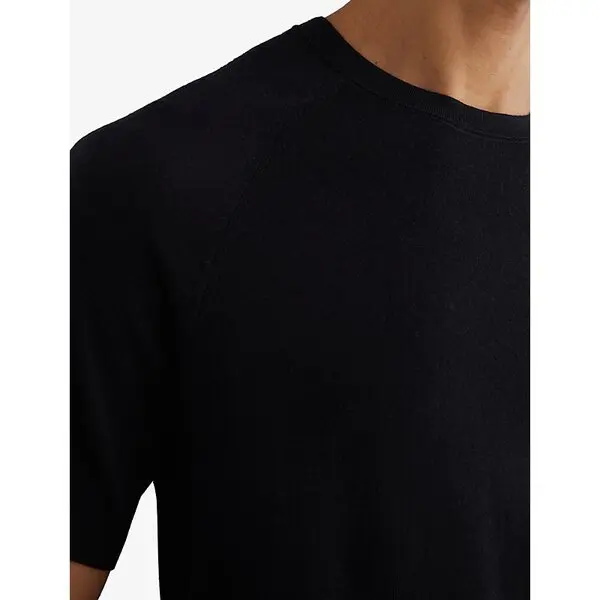 REISS Brook Raglan-sleeve Merino-wool T-shirt - Navy