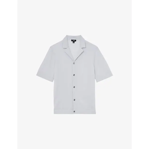 REISS Grafton Cuban-collar Short-sleeve Wool Shirt
