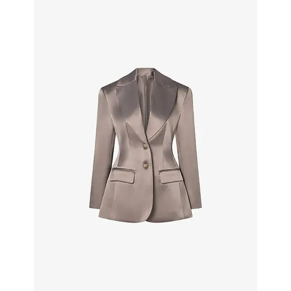 MALINA Ella Tailored Peplum Wool-blend Blazer - Graphite