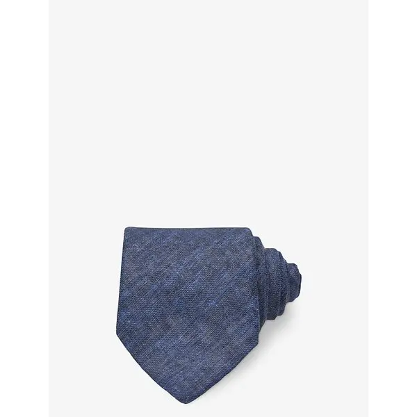 REISS Luciano Linen Tie - Navy