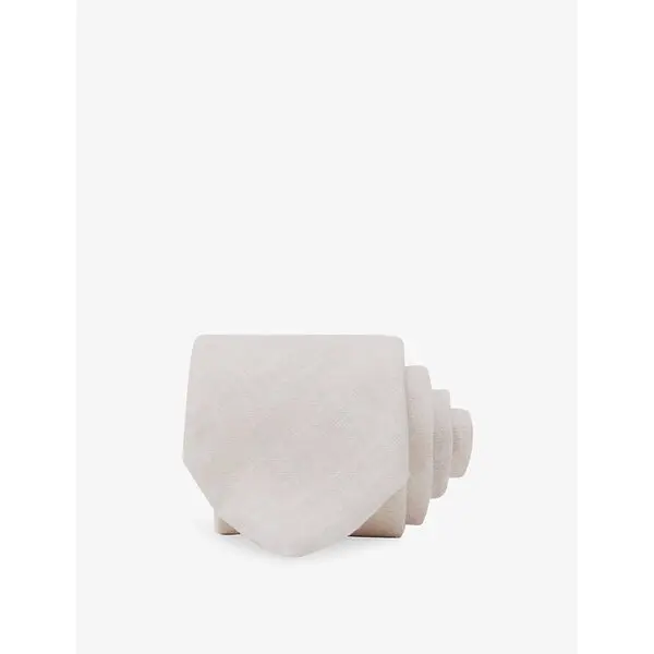 REISS Luciano Linen Tie - Stone