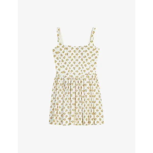 Maje Floral-print Flared Mini Dress - Yellow Small Flowers