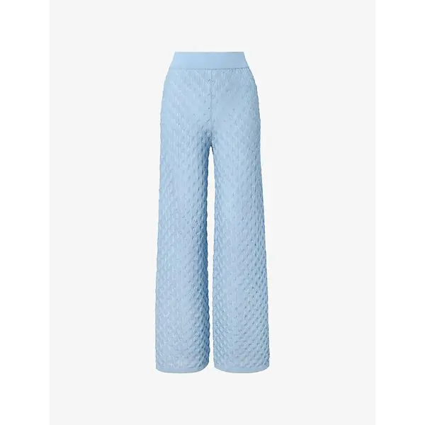 MALINA Alissa Wide-leg Knitted Trousers - Sky