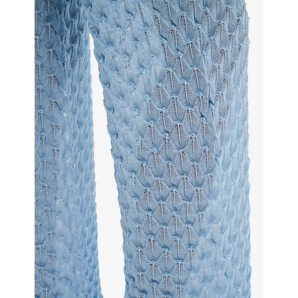 MALINA Alissa Wide-leg Knitted Trousers - Sky