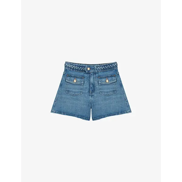 Maje Braided-waist Denim Shorts