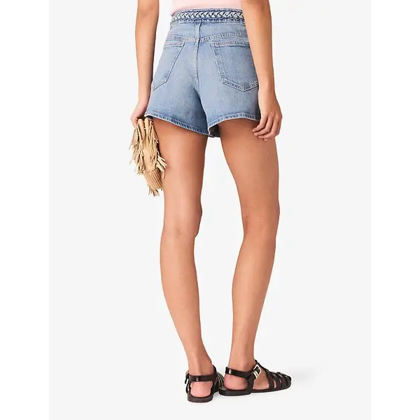 Maje Braided-waist Denim Shorts