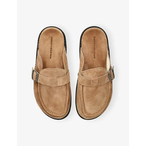 DUKE + DEXTER Winston Backless Suede Mules - Brown